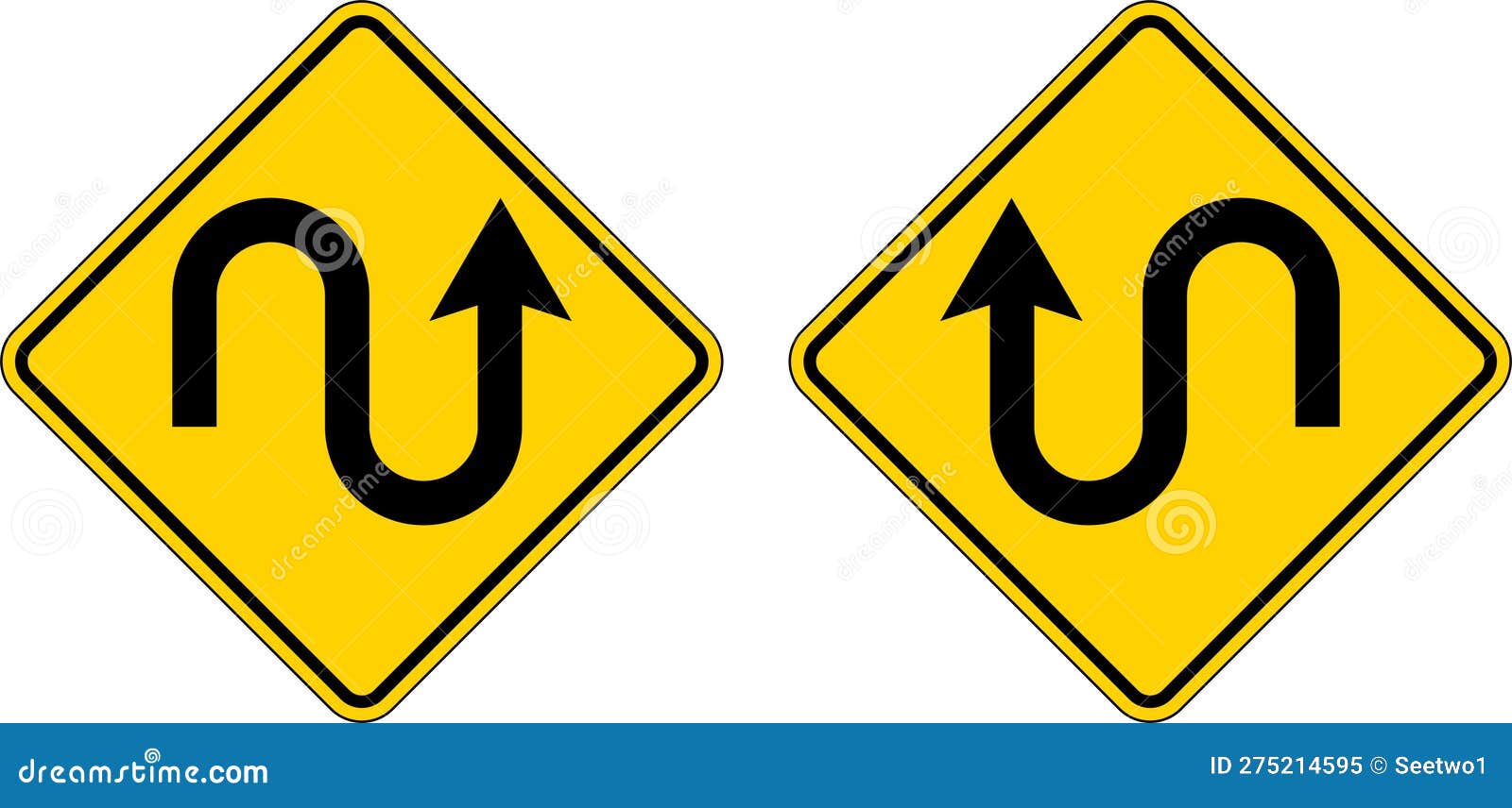 Warning Sign Double Curve Symbol on White Background Stock Vector ...