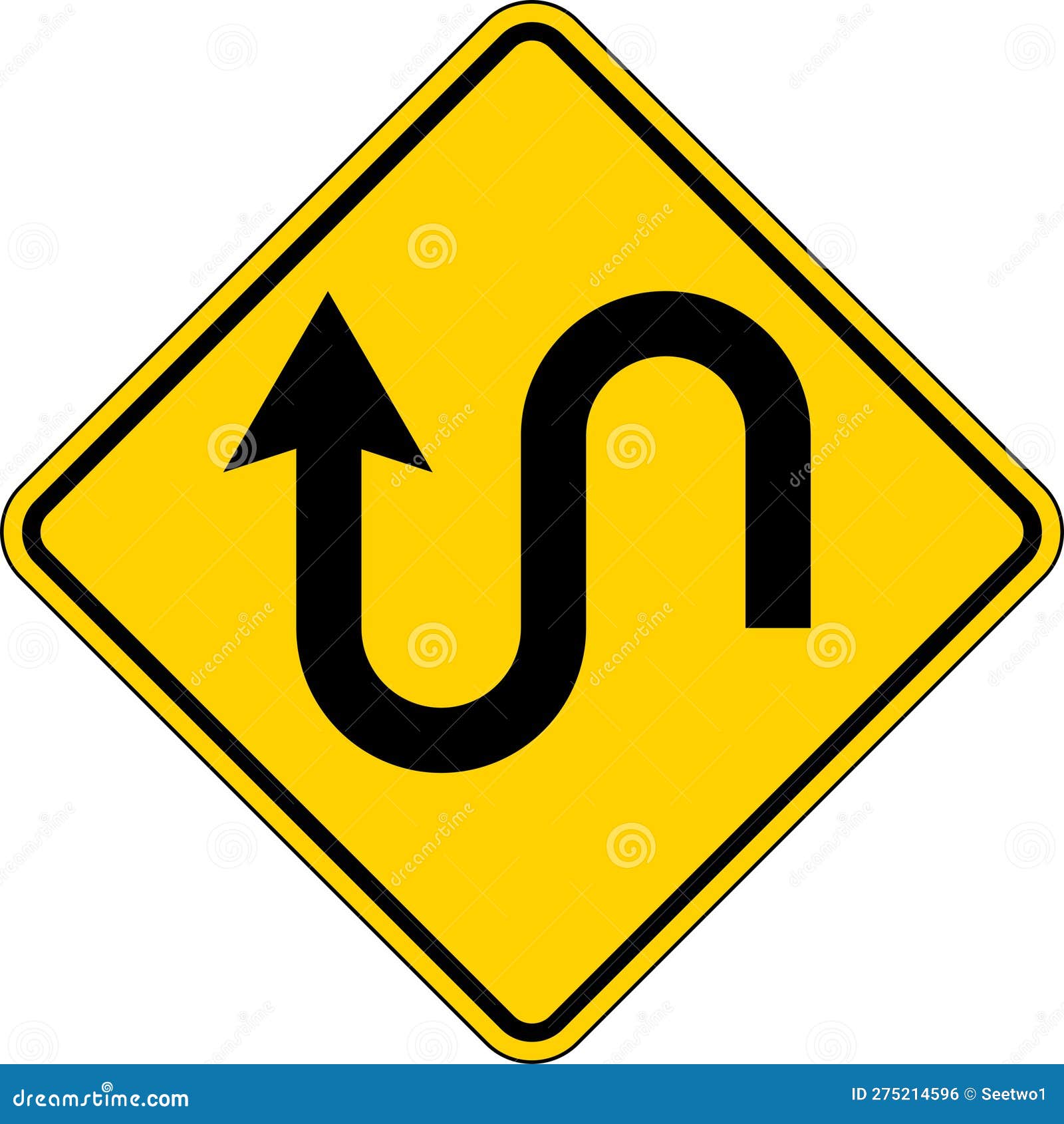 Warning Sign Double Curve Symbol on White Background Stock Vector ...