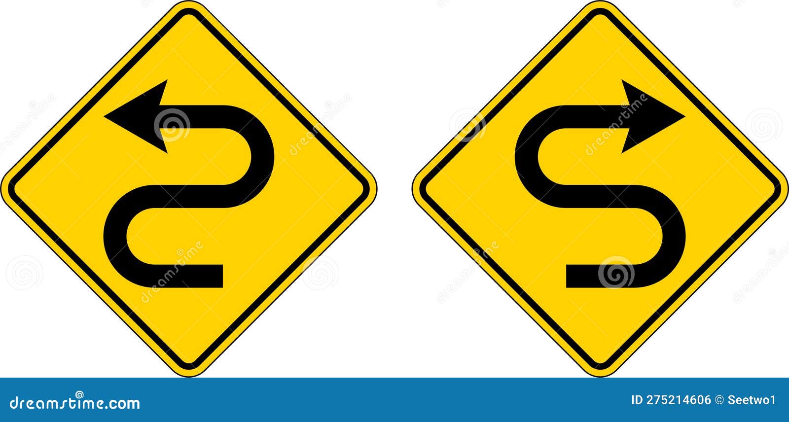 Warning Sign Double Curve Symbol on White Background Stock Vector ...