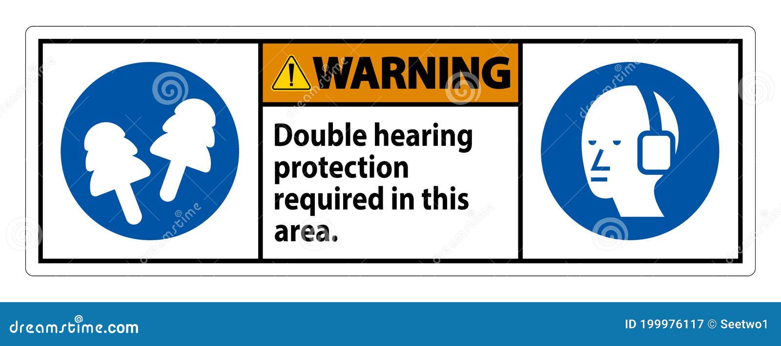 Warning Sign Double Hearing Protection Required In This Area With Ear