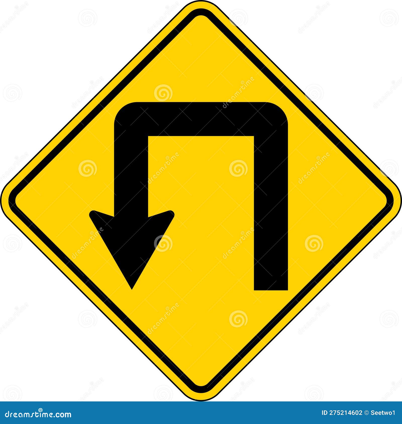 Warning Sign, Double Left Turn Symbol on White Background Stock Vector ...