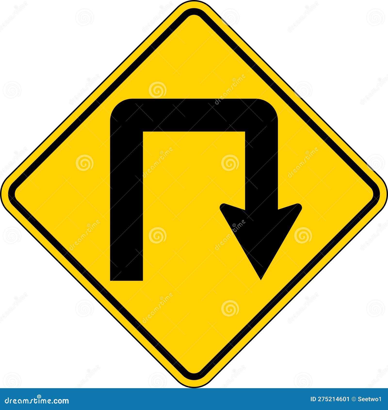 Warning Sign, Double Right Turn Symbol on White Background Stock ...