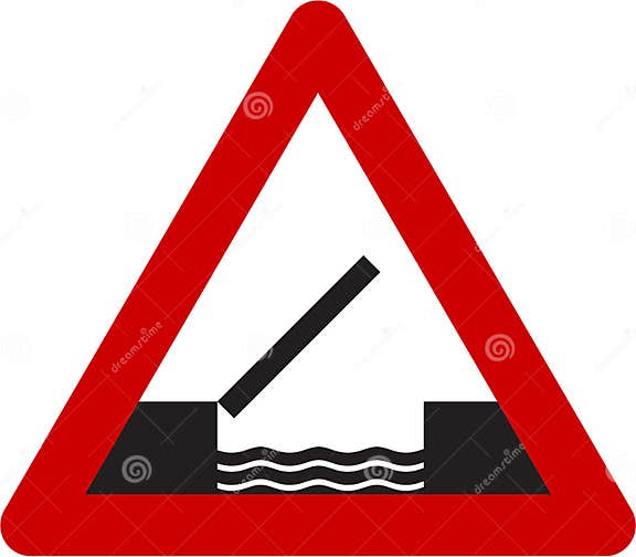 Warning Sign with Drawbridge Stock Illustration - Illustration of ...