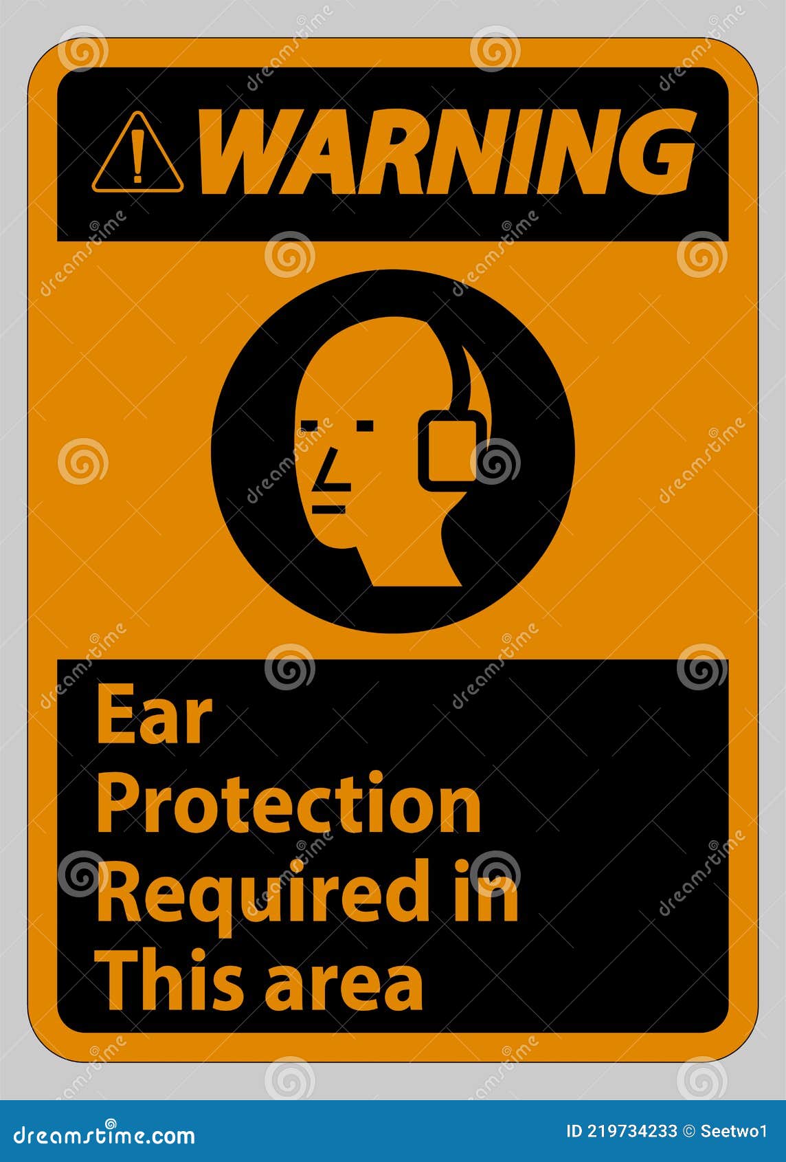 Warning Sign Ear Protection Required in this Area Symbol Stock Vector ...