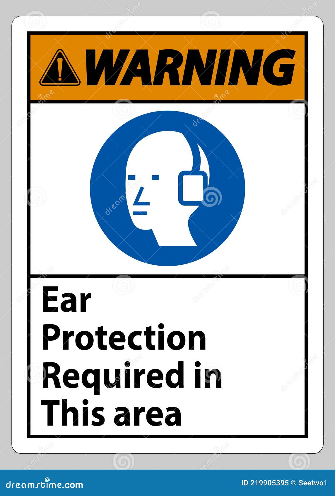 Warning Sign Ear Protection Required in this Area Symbol Stock Vector ...