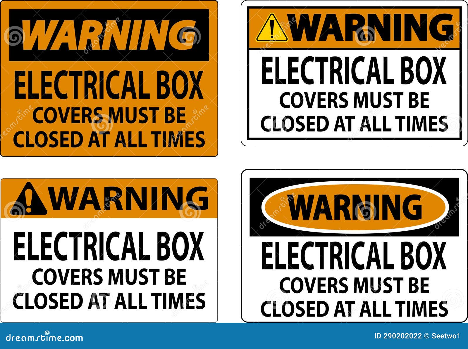Warning Sign Electrical Box Covers Must Be Closed at All Times Stock ...