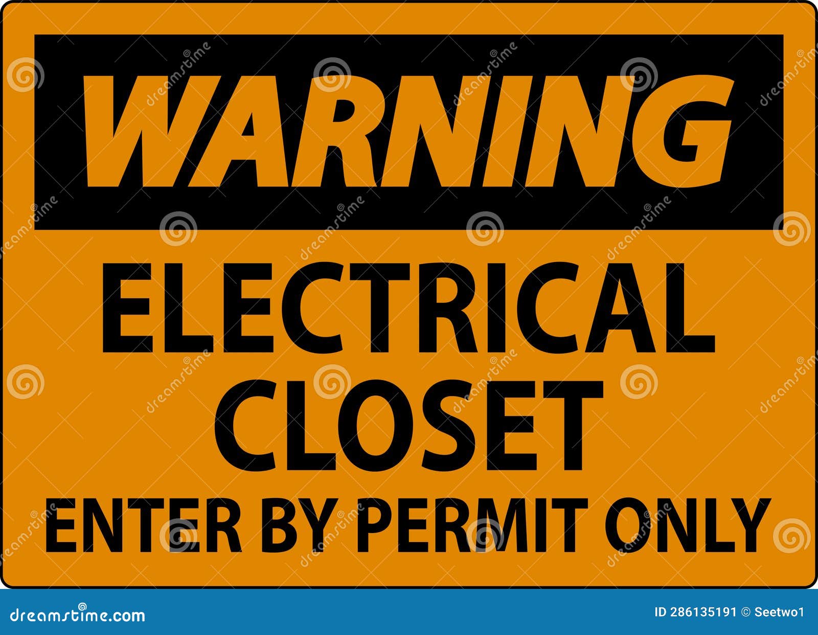 Warning Sign Electrical Closet - Enter by Permit only Stock Vector ...