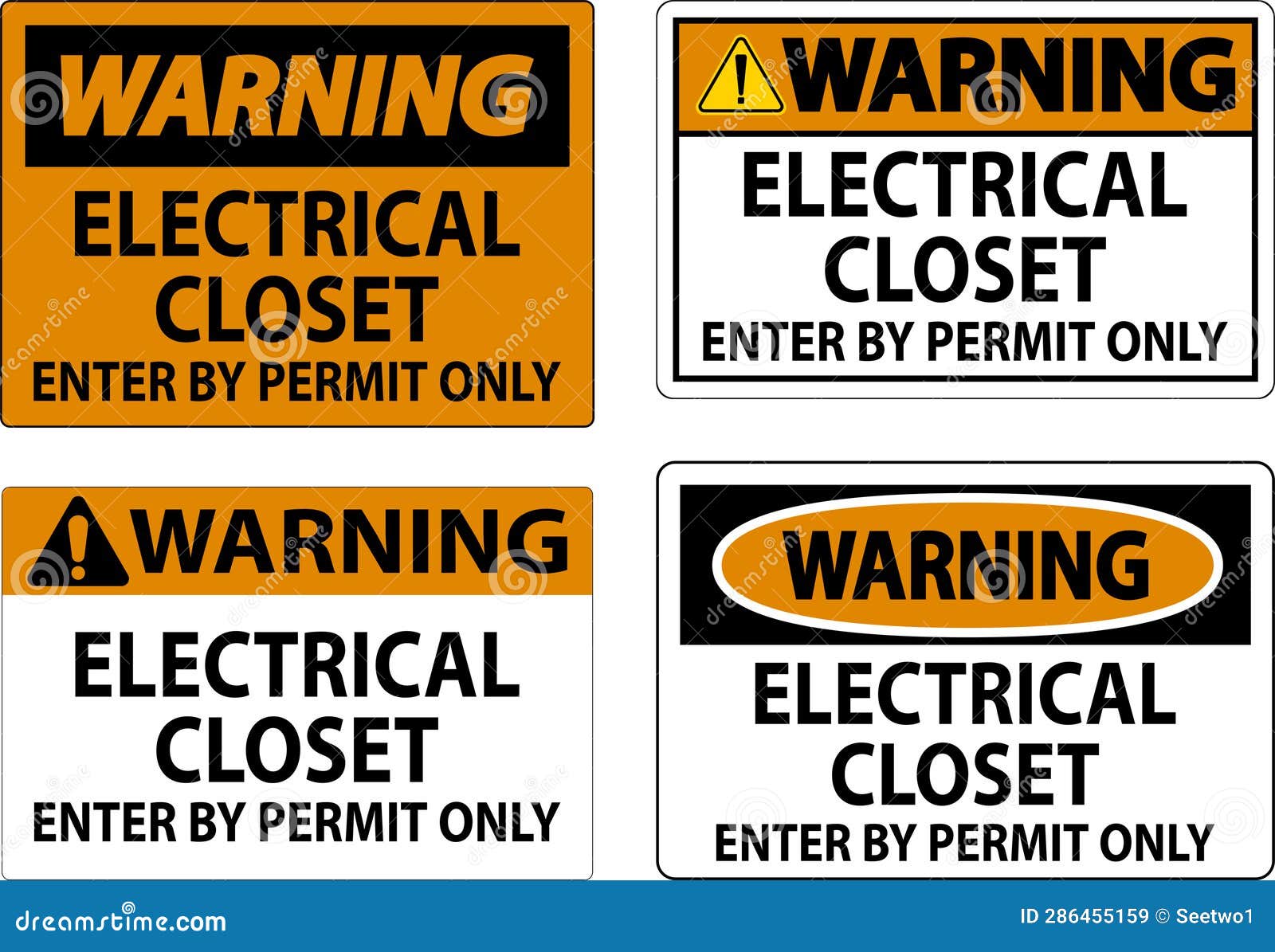 Warning Sign Electrical Closet - Enter by Permit only Stock Vector ...