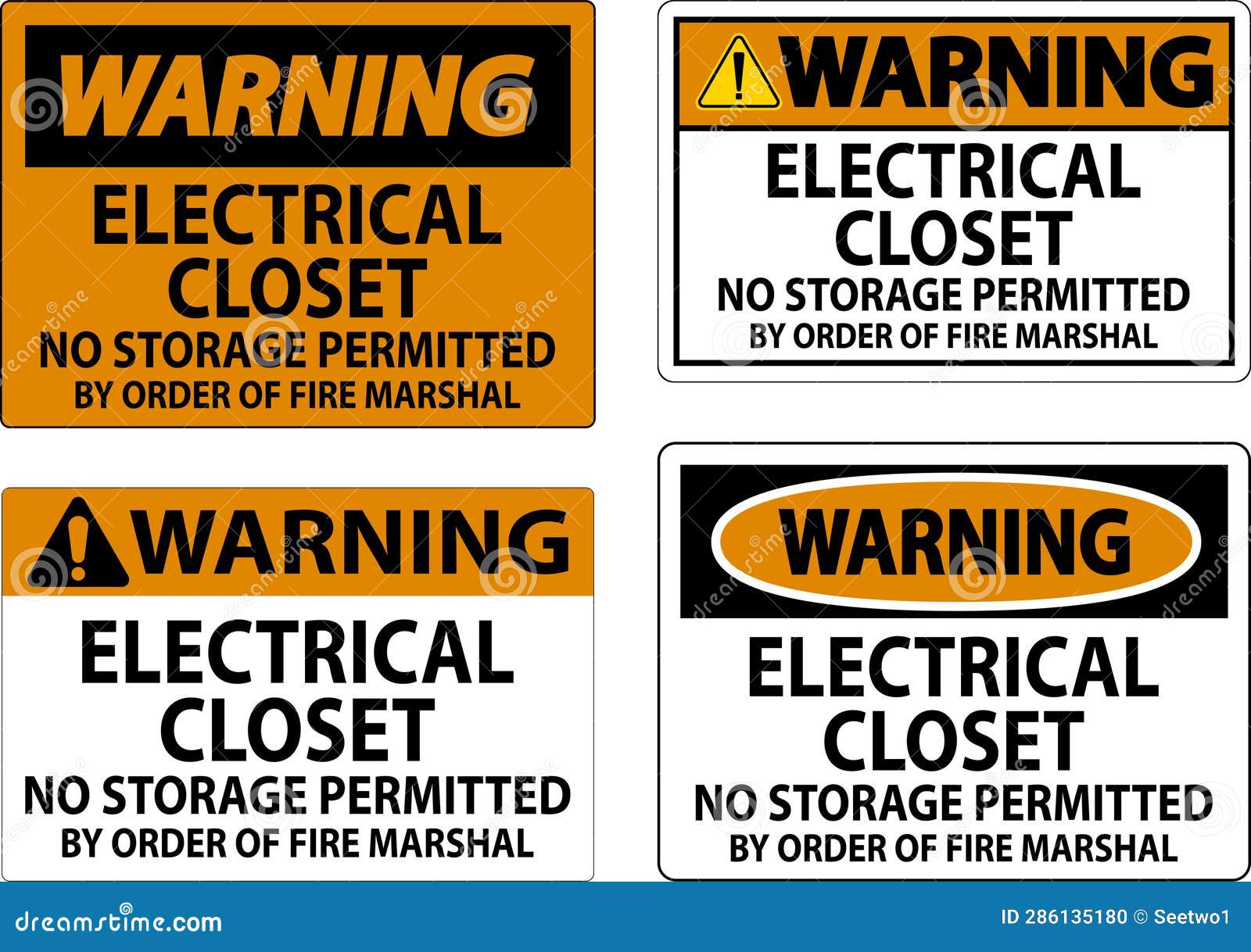 Warning Sign Electrical Closet - No Storage Permitted by Order of Fire ...
