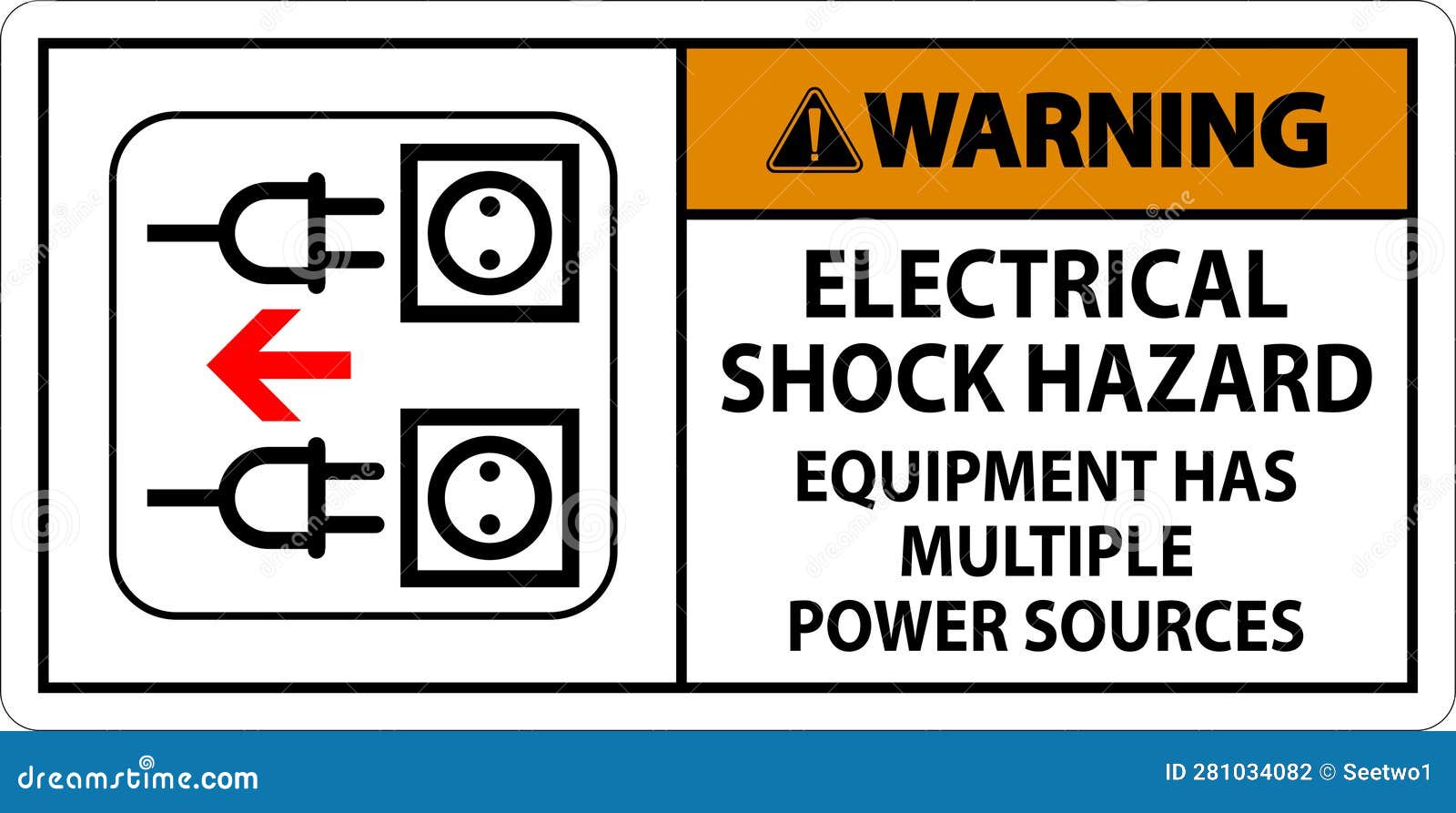 Warning Sign Electrical Shock Hazard, Equipment Has Multiple Power ...