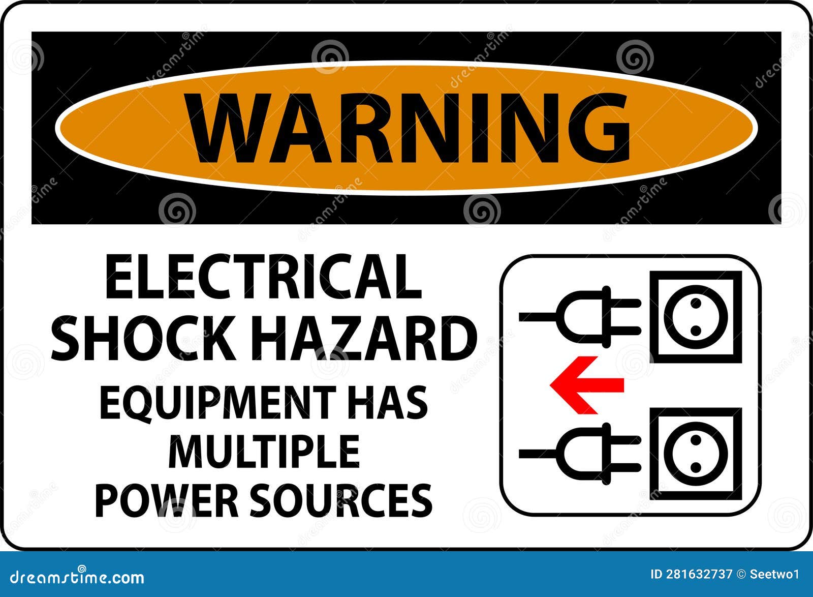 Warning Sign Electrical Shock Hazard, Equipment Has Multiple Power ...