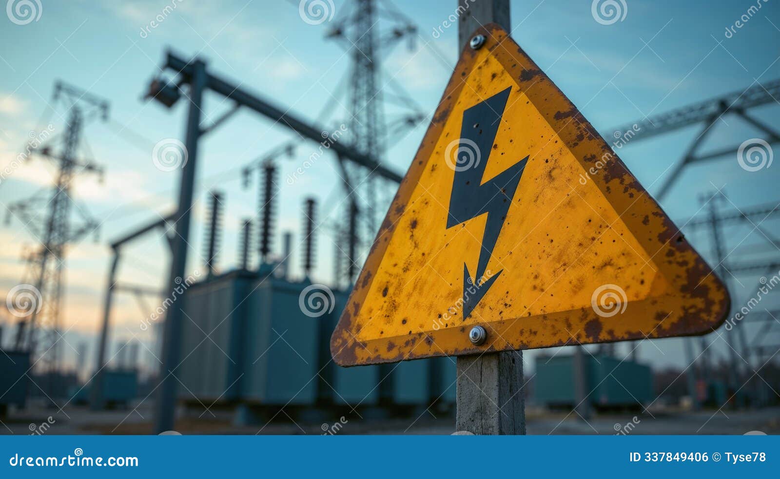 Warning Sign At Electrical Substation Stock Photography | CartoonDealer ...