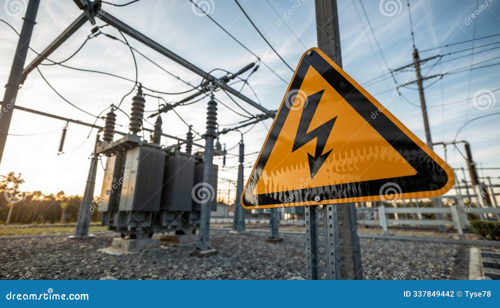 Electrical Transformers Glowing At Sunset In Power Distribution Station ...