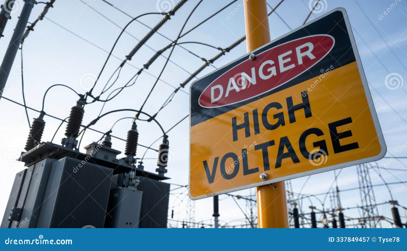 Warning Sign at Electrical Substation Stock Illustration - Illustration ...