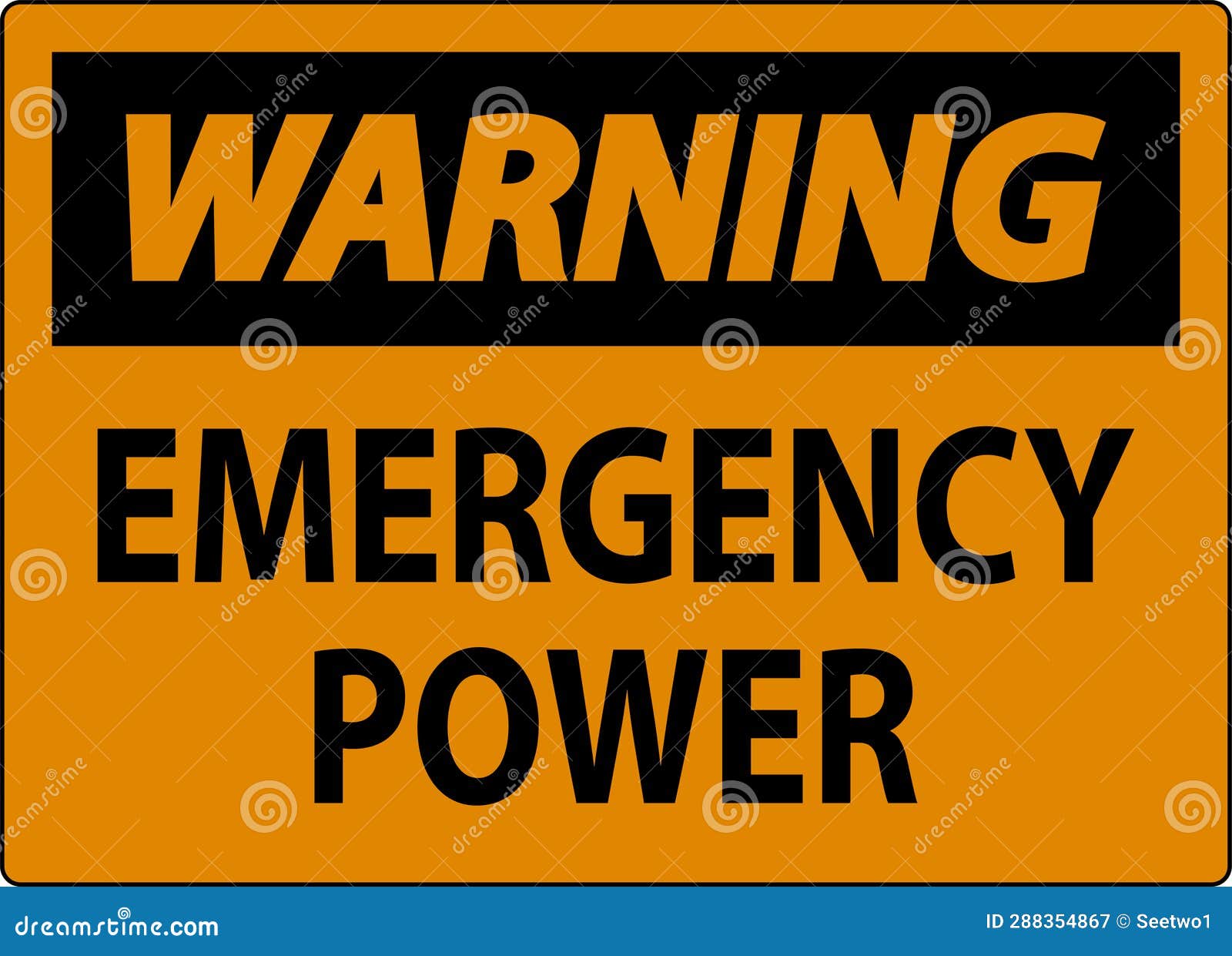 Warning Sign Emergency Power Stock Vector - Illustration of black ...