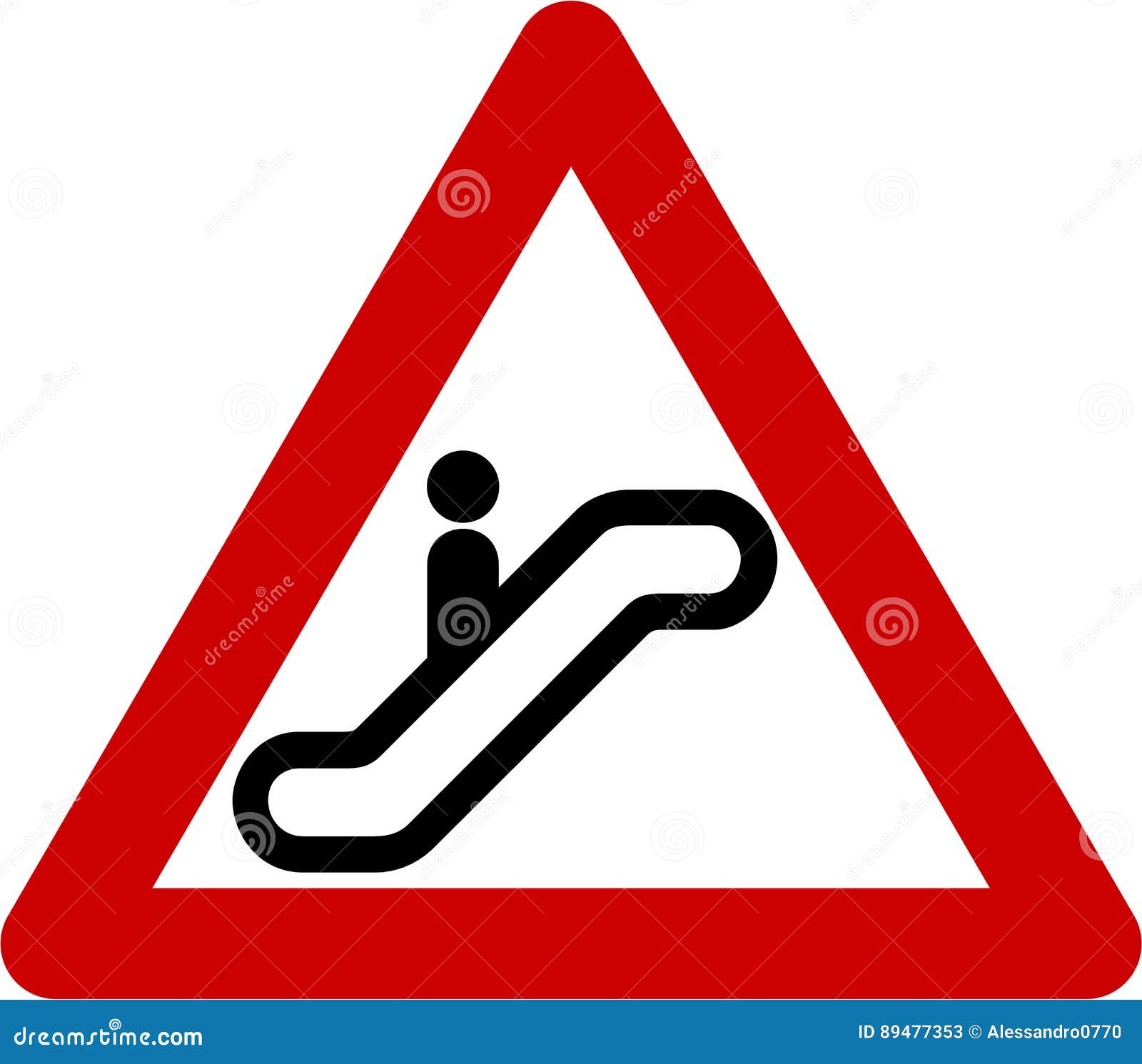 Warning Sign with Escalator Stock Illustration - Illustration of danger ...