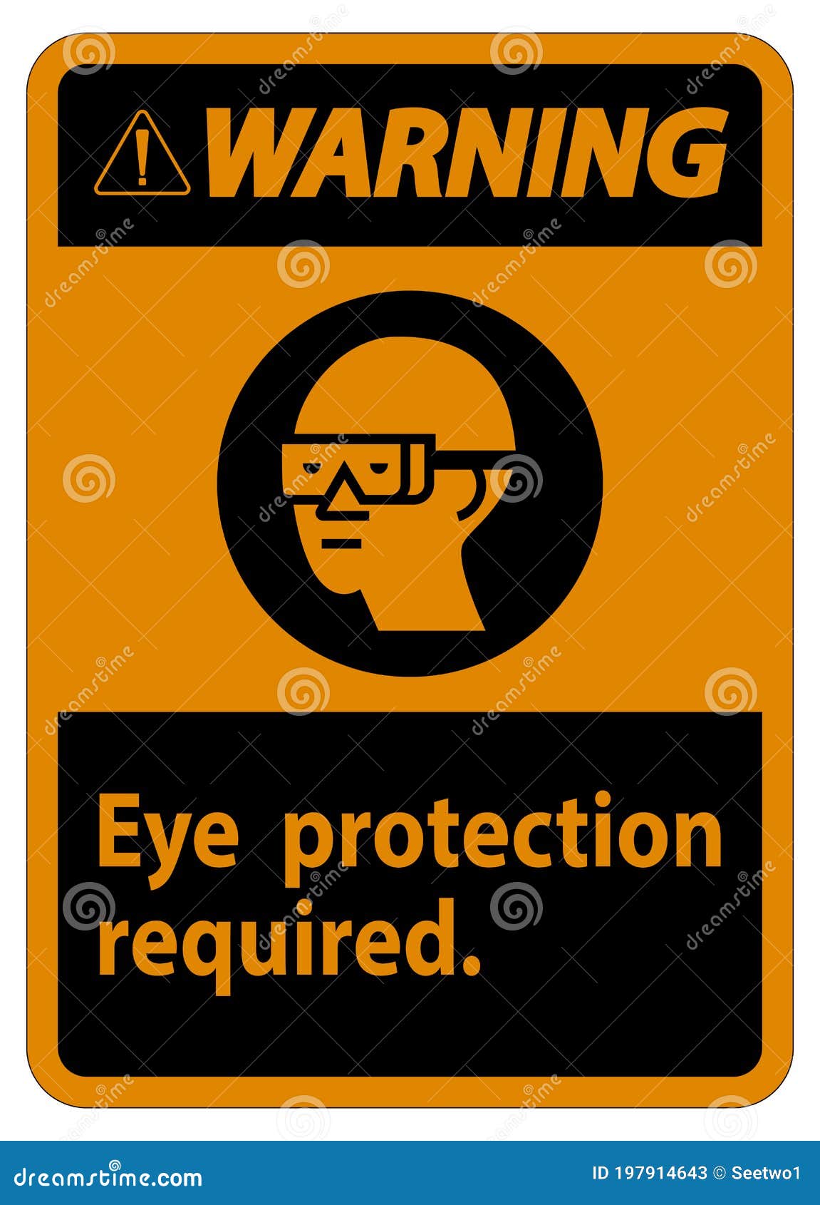 Warning Sign Eye Protection Required Symbol Isolate on White Background ...