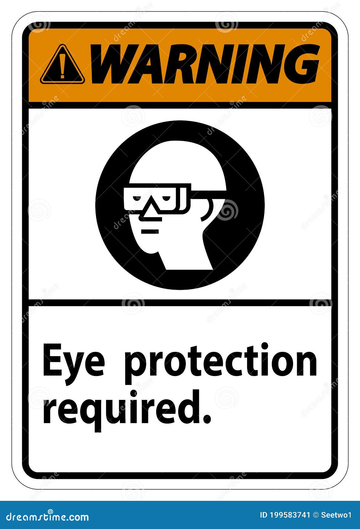 Warning Sign Eye Protection Required Symbol Isolate on White Background ...