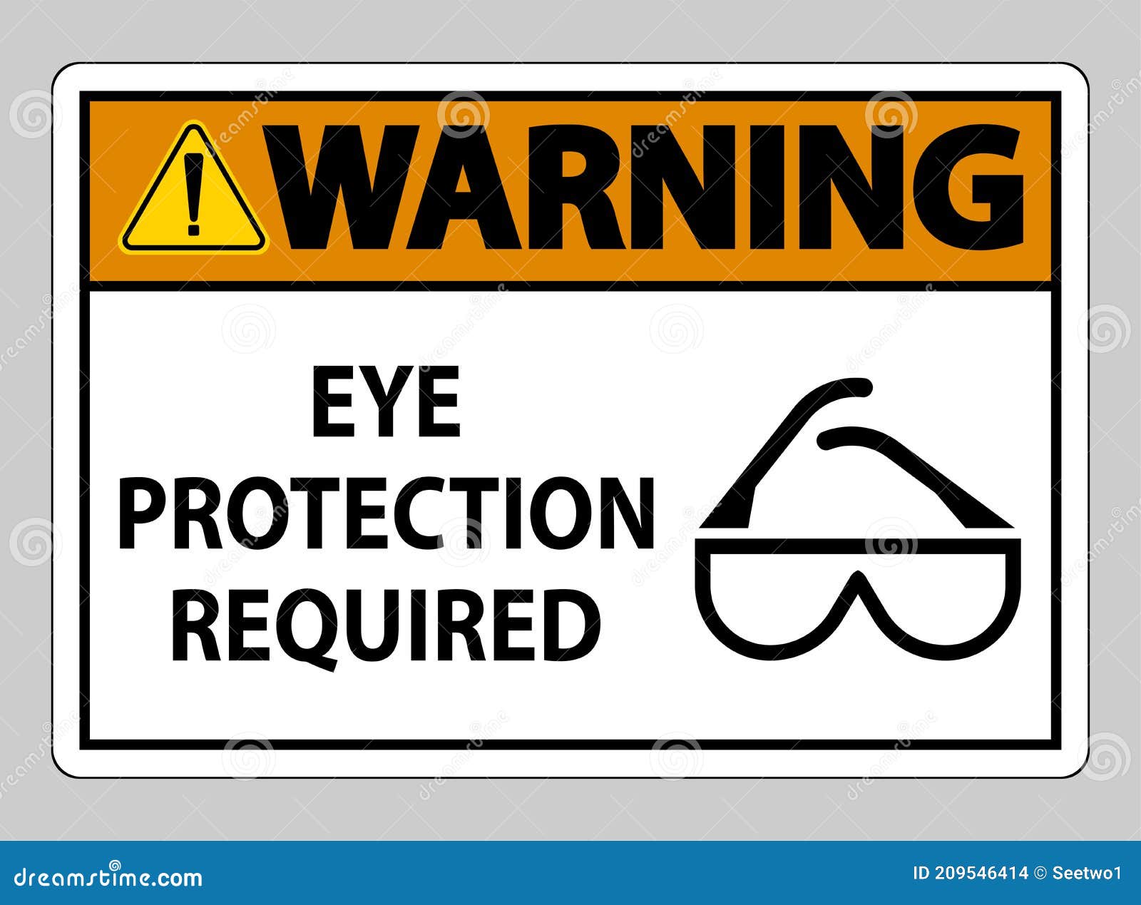 Warning Sign Eye Protection Required on White Background Stock Vector ...