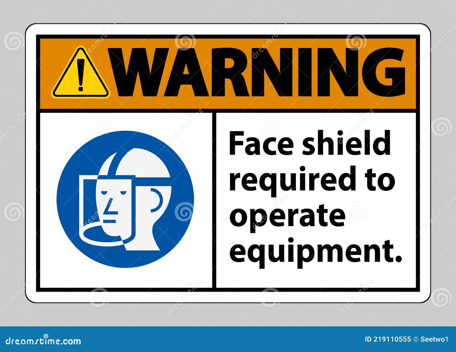 Warning Sign Face Shield Required To Operate Equipment Stock Vector ...