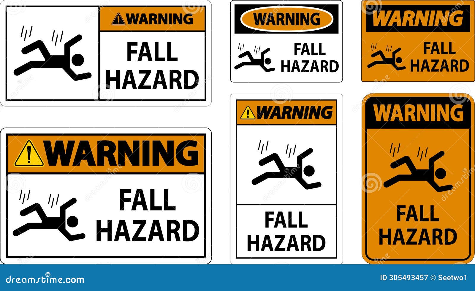 Warning Sign, Fall Hazard stock vector. Illustration of maintenance ...
