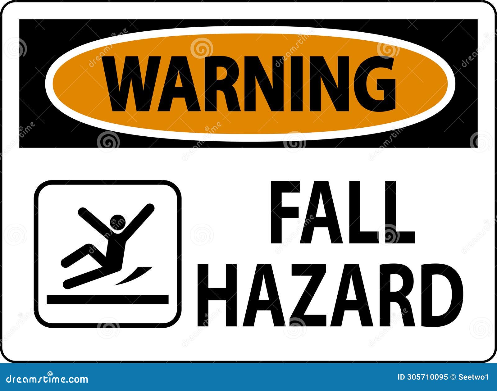 Warning Sign, Fall Hazard stock vector. Illustration of injury - 305710095