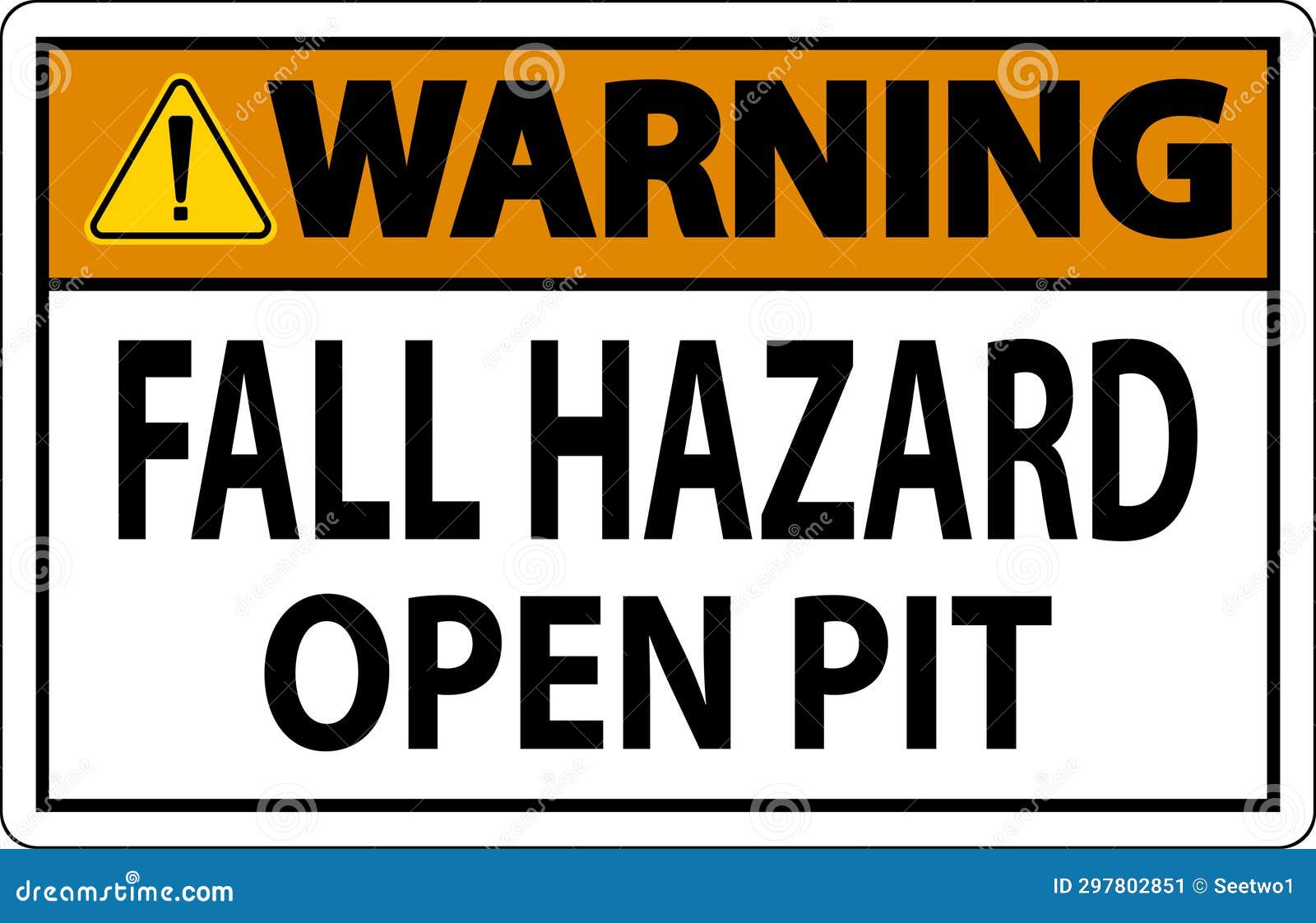 Warning Sign Fall Hazard - Open Pit Stock Vector - Illustration of ...