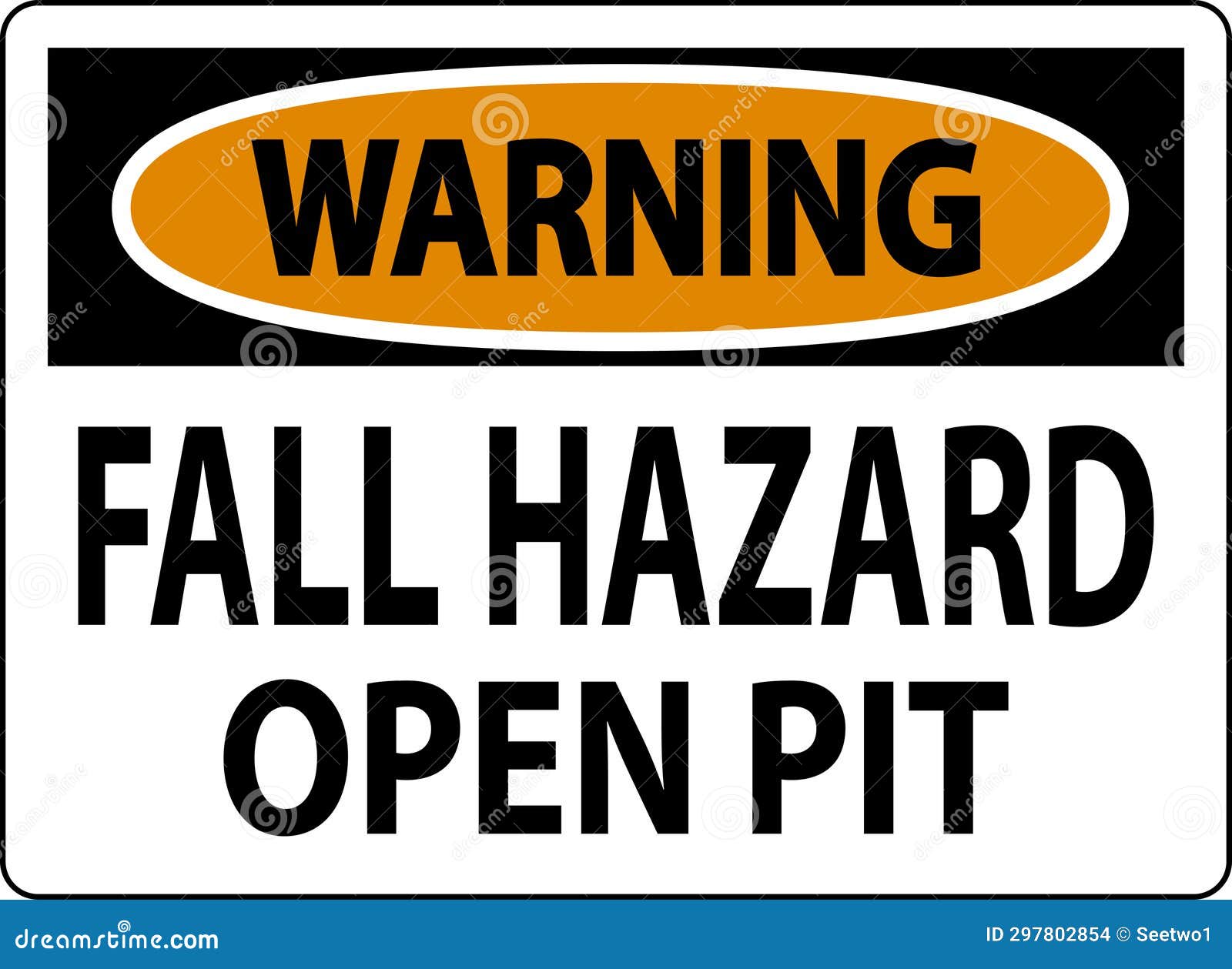 Warning Sign Fall Hazard - Open Pit Stock Vector - Illustration of ...