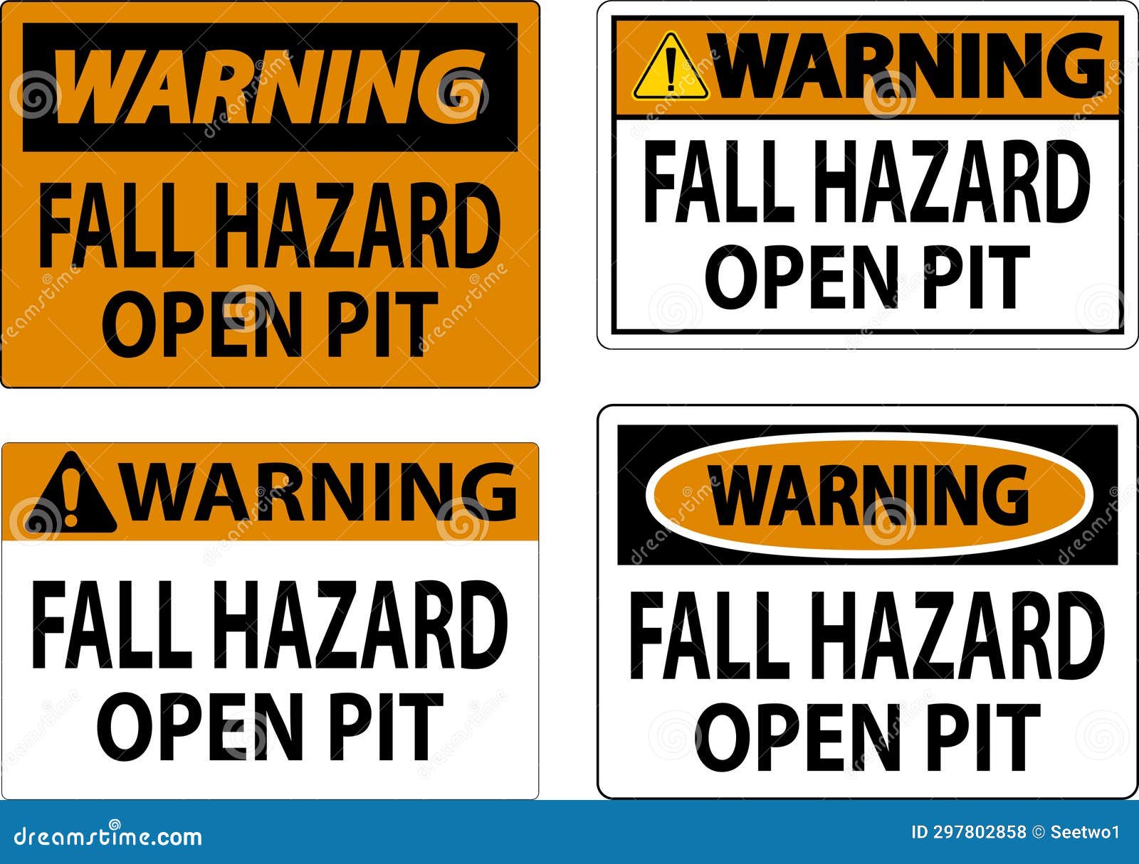 Warning Sign Fall Hazard - Open Pit Stock Vector - Illustration of coal ...