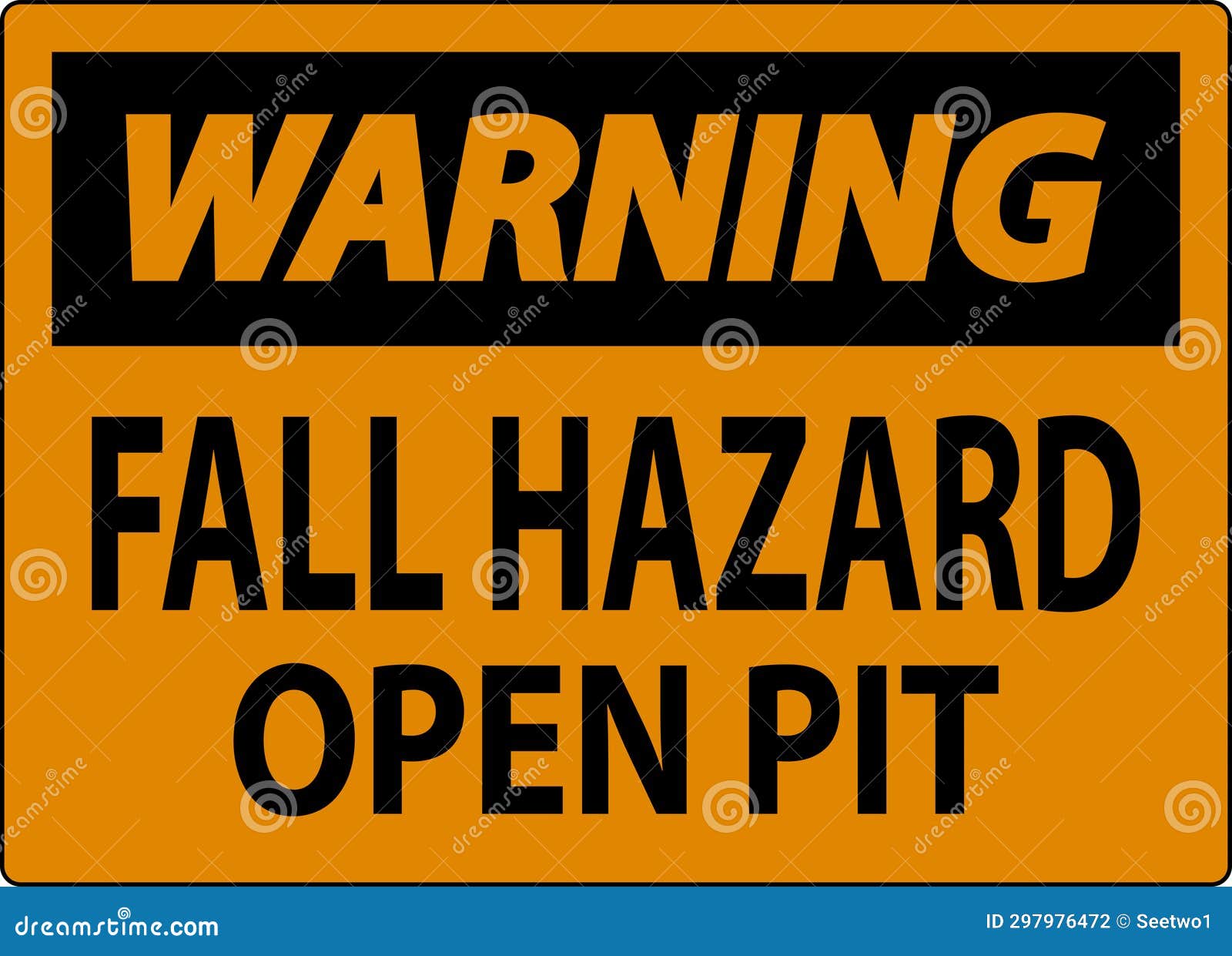 Warning Sign Fall Hazard - Open Pit Stock Vector - Illustration of ...