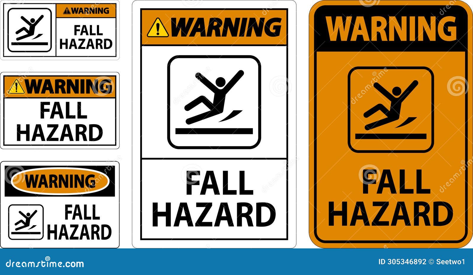 Warning Sign, Fall Hazard stock vector. Illustration of isolated ...
