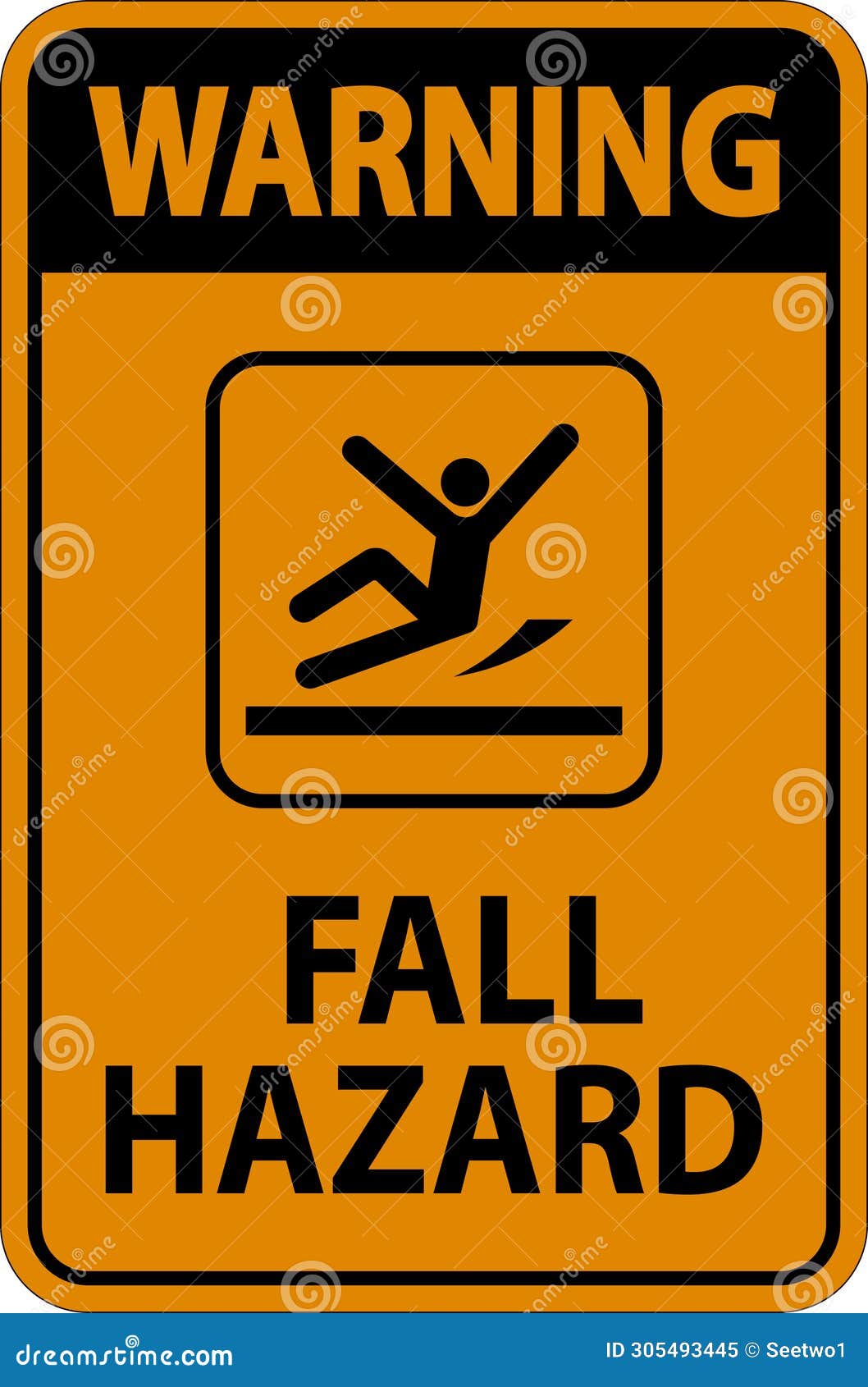 Warning Sign, Fall Hazard stock vector. Illustration of road - 305493445