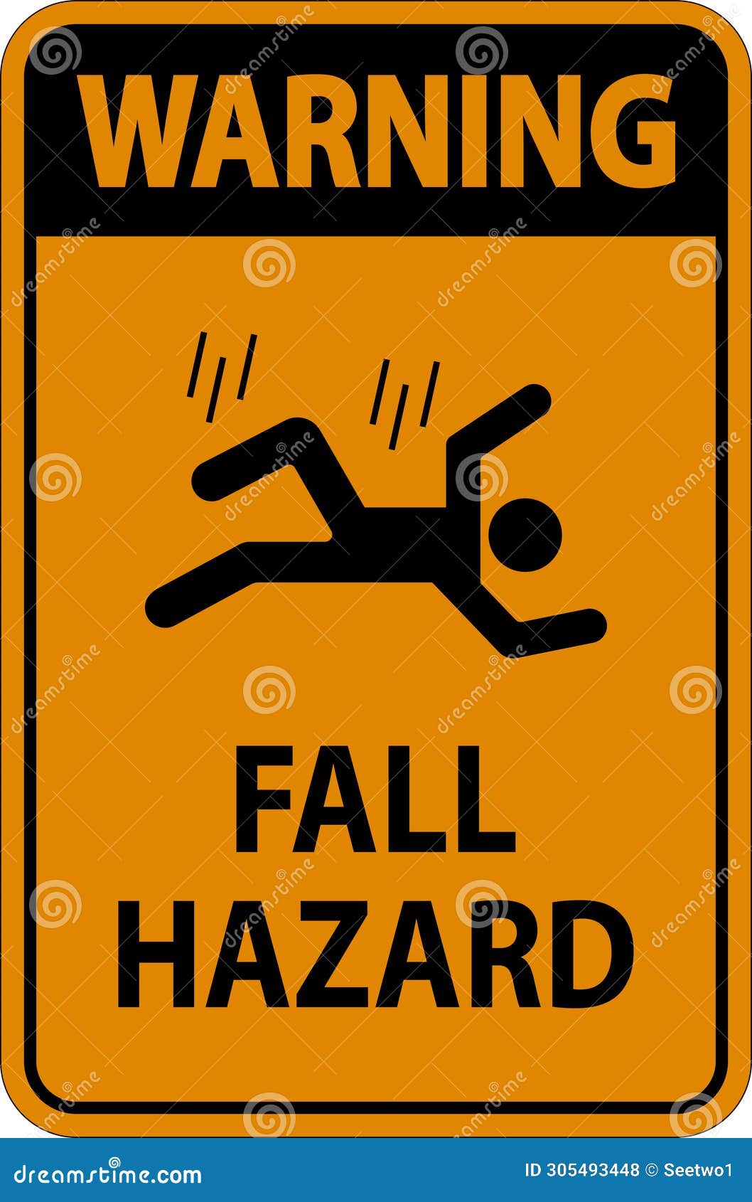 Warning Sign, Fall Hazard stock vector. Illustration of safety - 305493448