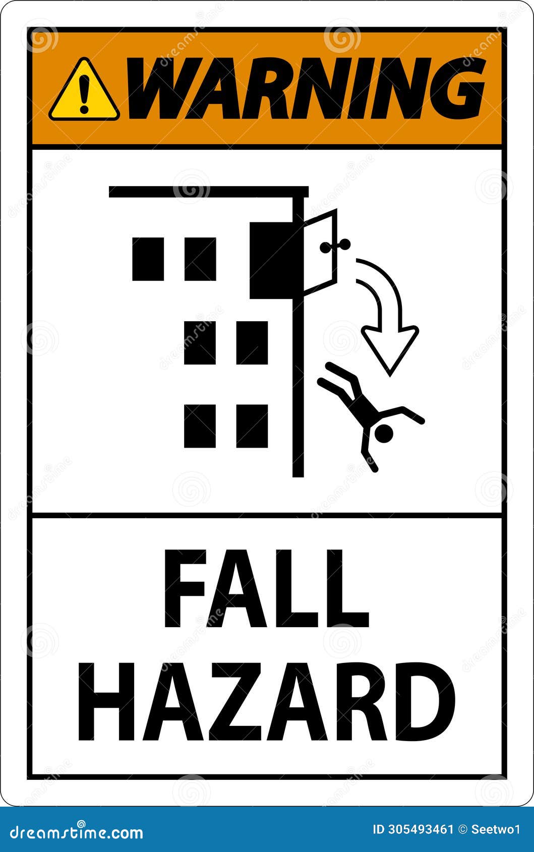 Warning Sign, Fall Hazard stock vector. Illustration of hazard - 305493461