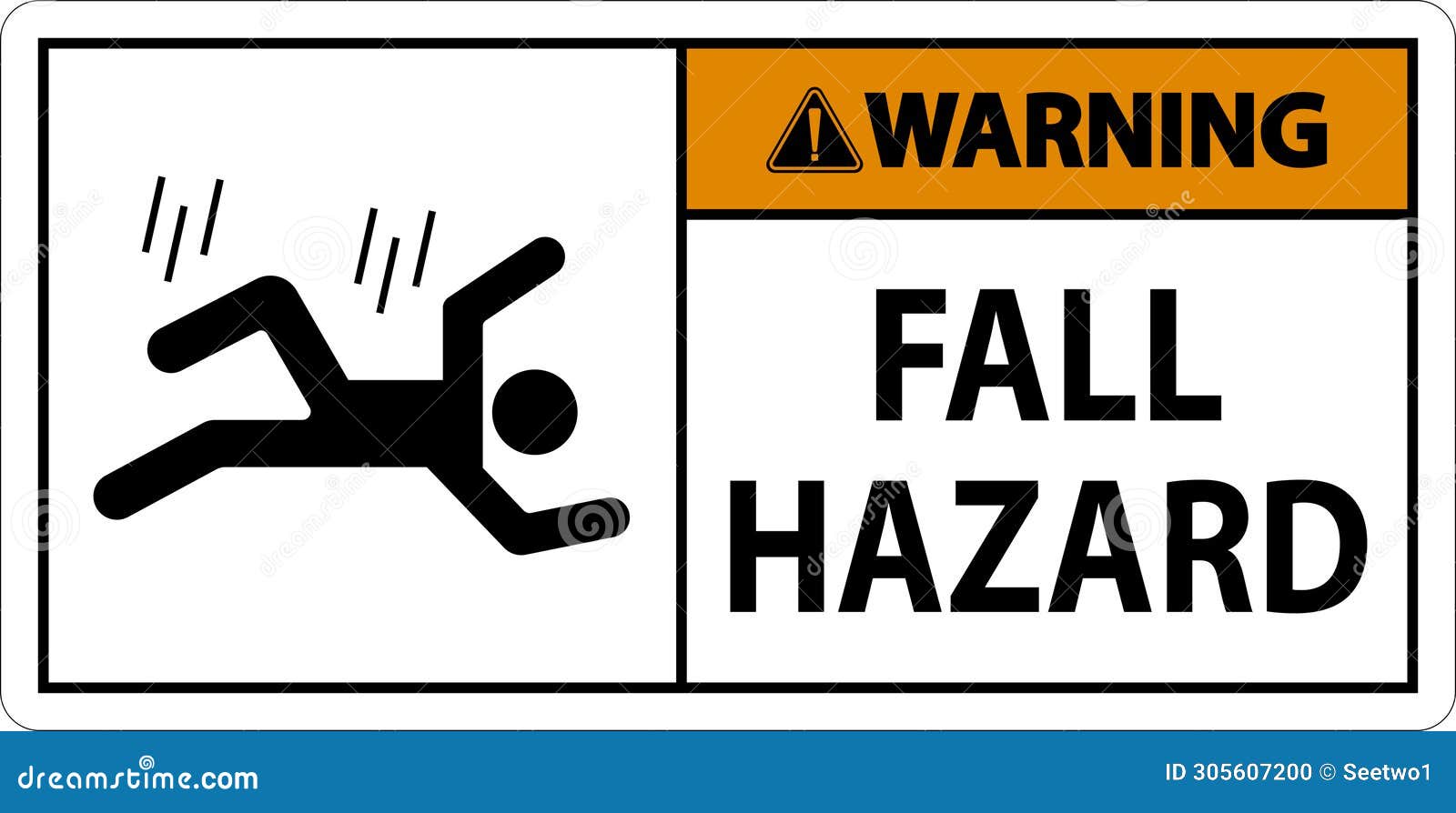 Warning Sign, Fall Hazard stock vector. Illustration of precaution ...