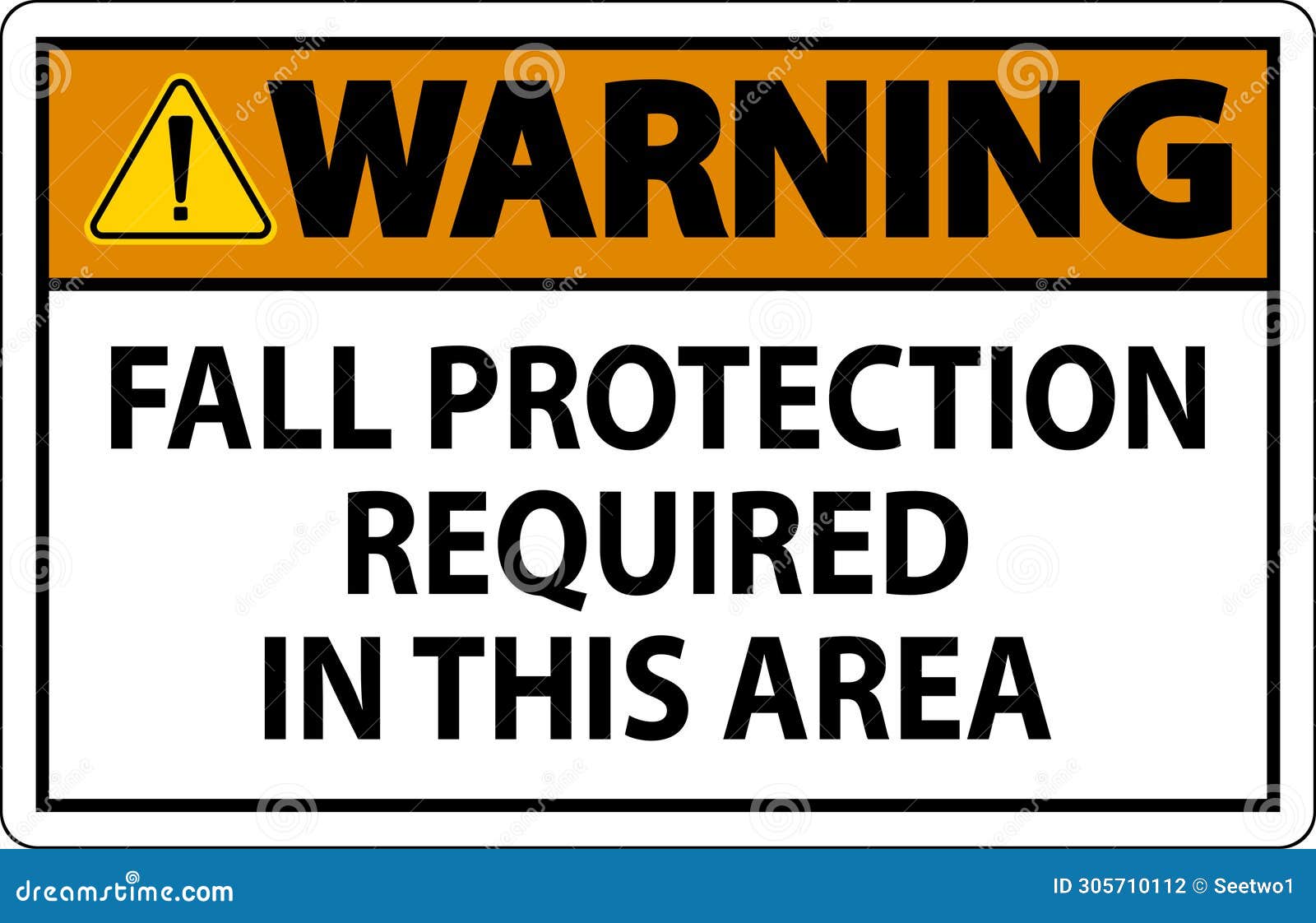 Warning Sign, Fall Protection Required in this Area Stock Illustration ...