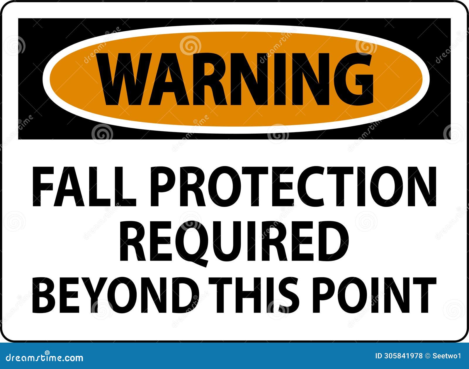 Warning Sign, Fall Protection Required Beyond this Point Stock Vector ...