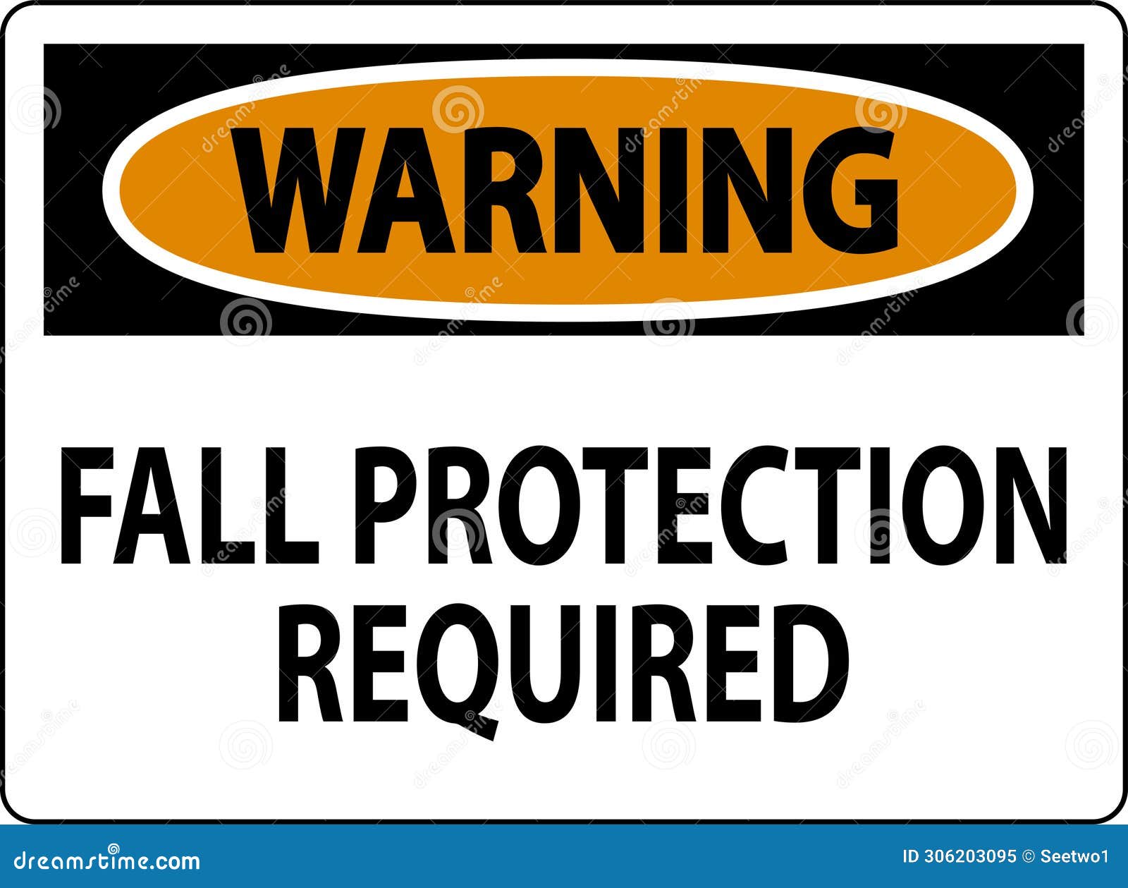 Warning Sign, Fall Protection Required Stock Vector - Illustration of ...