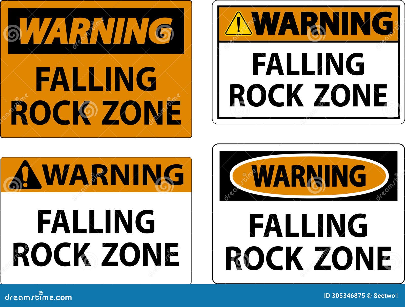 Warning Sign, Falling Rock Zone Stock Vector - Illustration of ...