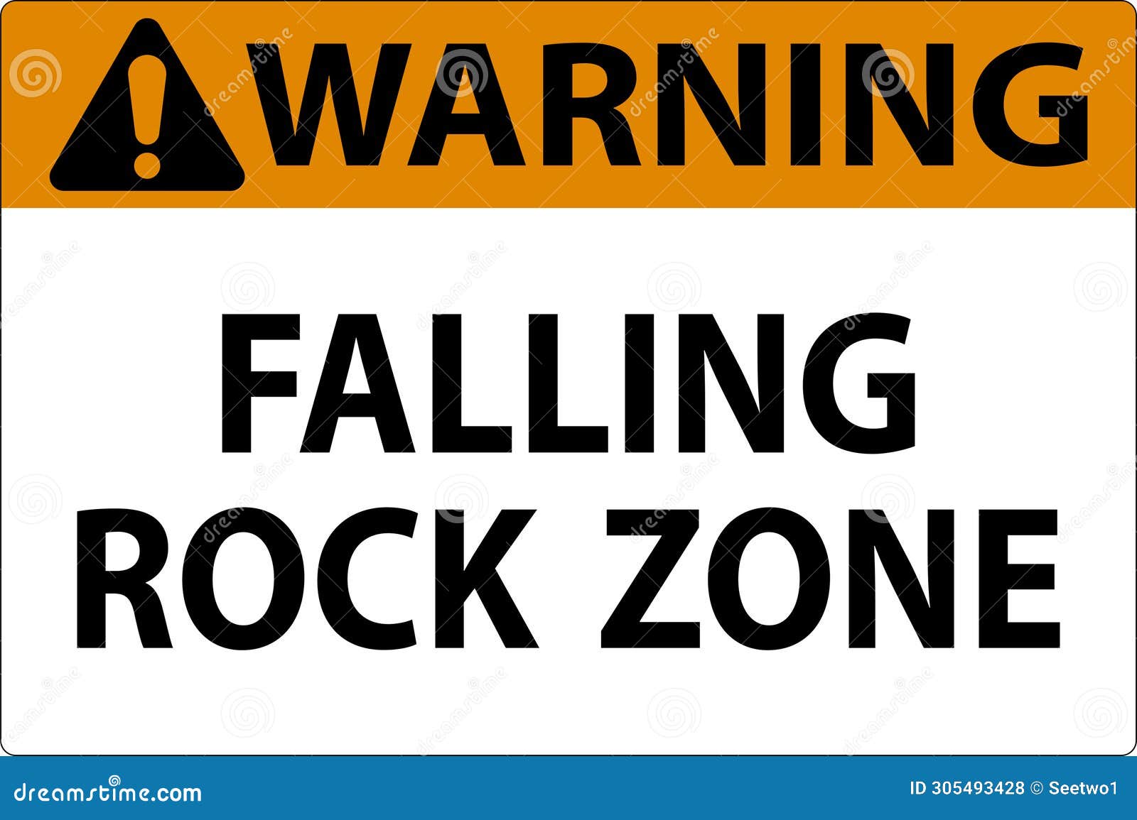 Warning Sign, Falling Rock Zone Stock Vector - Illustration of area ...