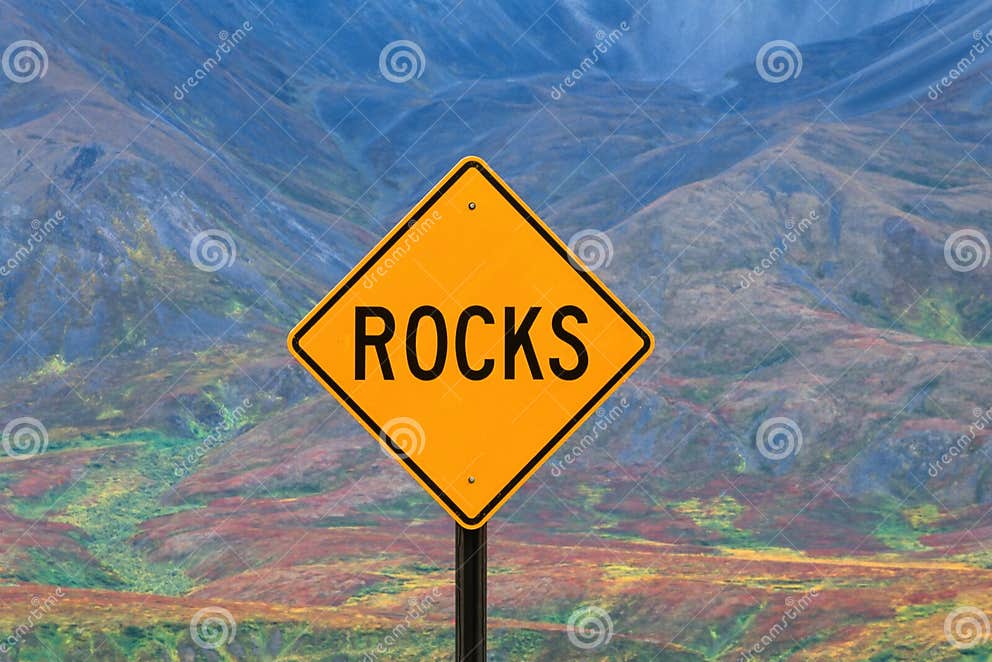 Warning Sign for Falling Rocks Stock Photo - Image of road, yellow ...