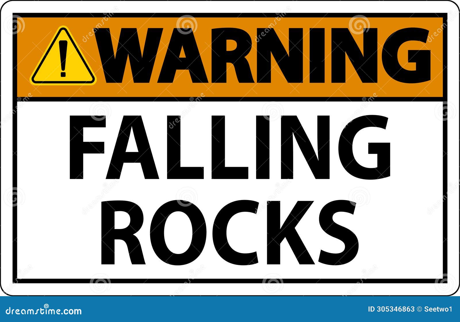 Warning Sign, Falling Rocks Stock Vector - Illustration of isolated ...