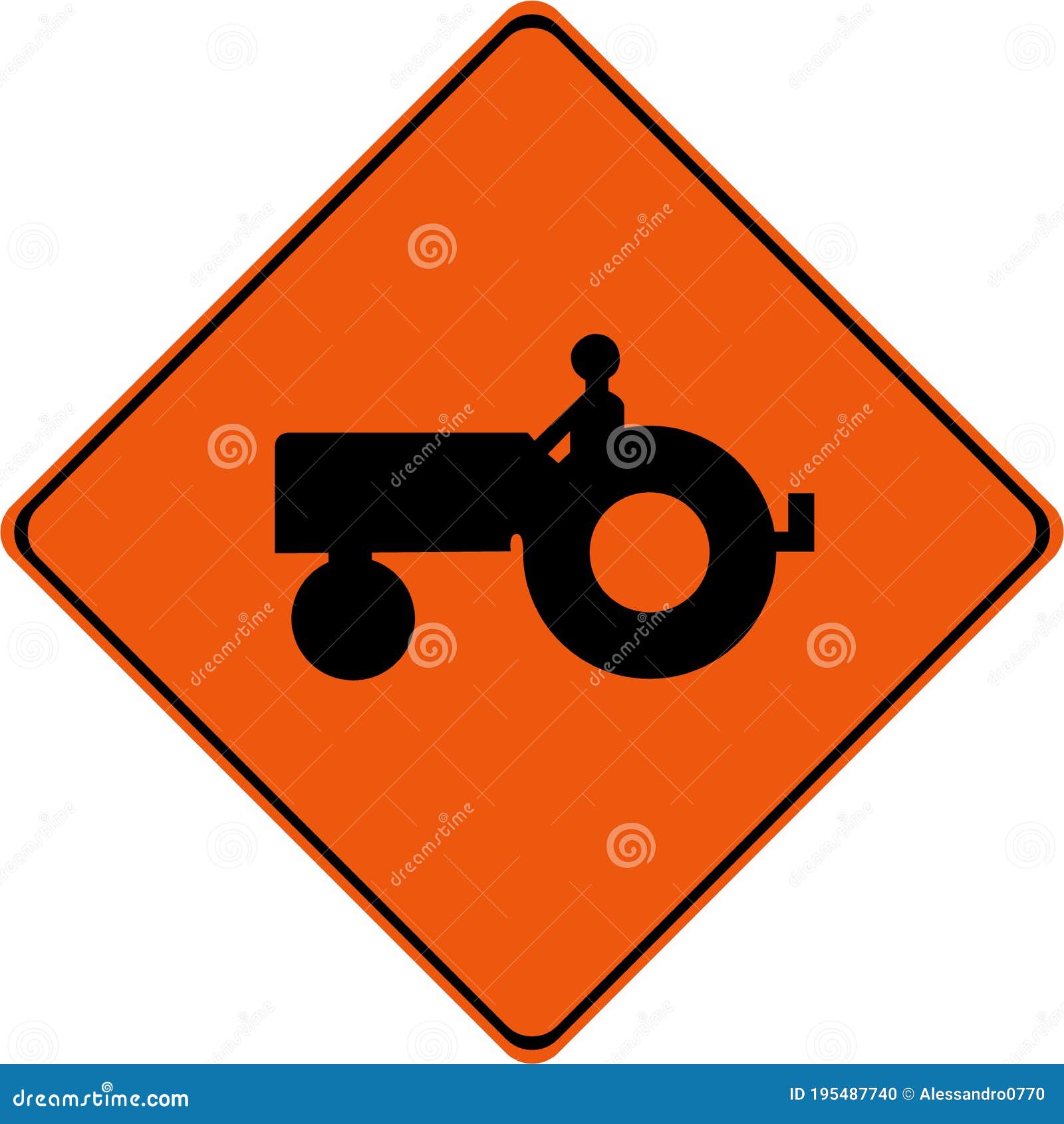 Warning Sign with Farm Tractor Stock Illustration - Illustration of ...