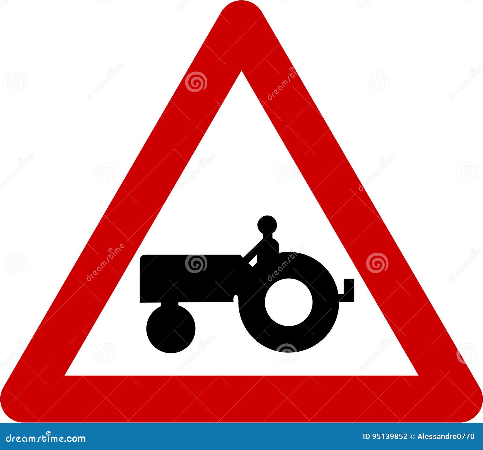 Warning Sign with Farm Tractor Stock Illustration - Illustration of ...