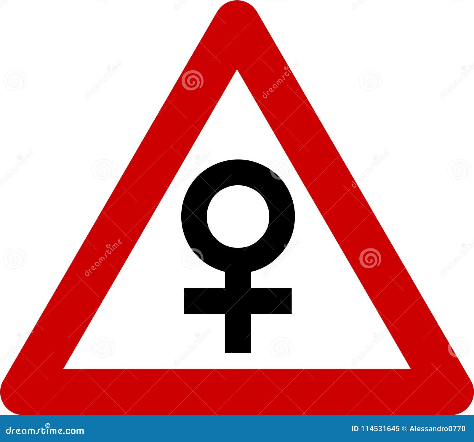 Warning sign with female stock illustration. Illustration of badge ...