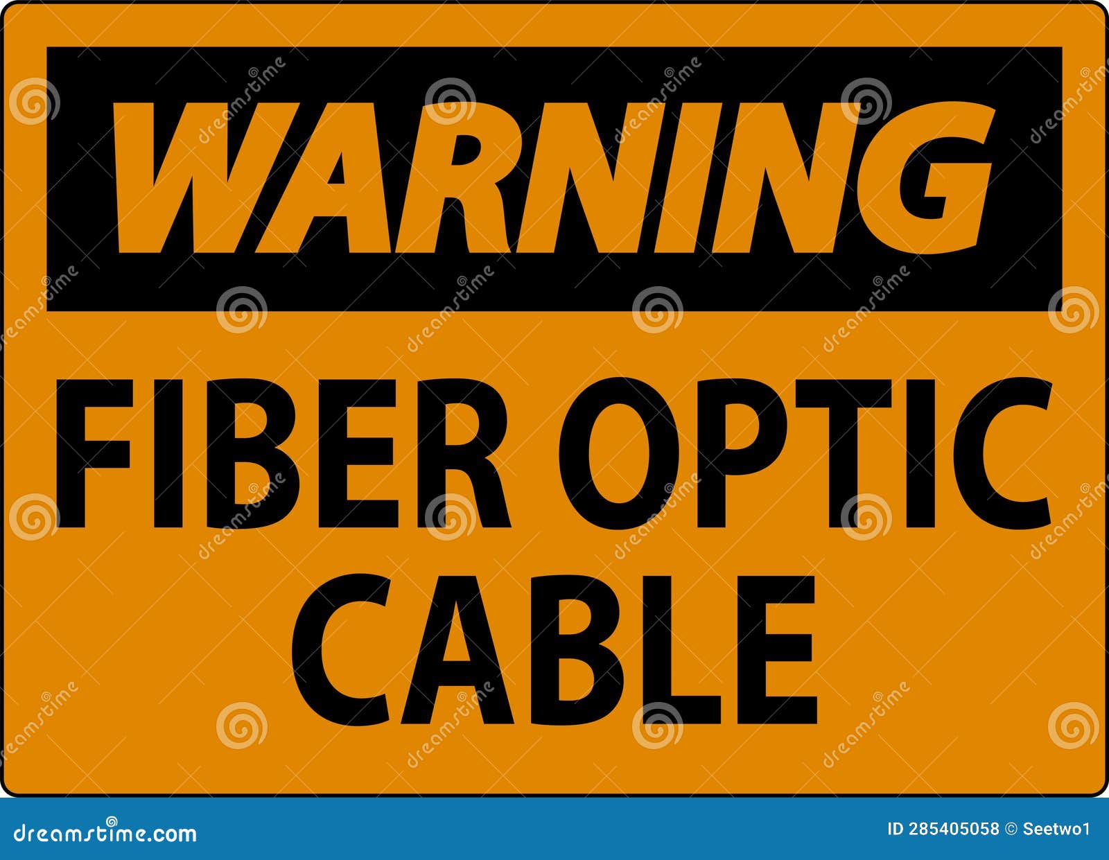 Warning Sign, Fiber Optic Cable Sign Stock Vector - Illustration of ...