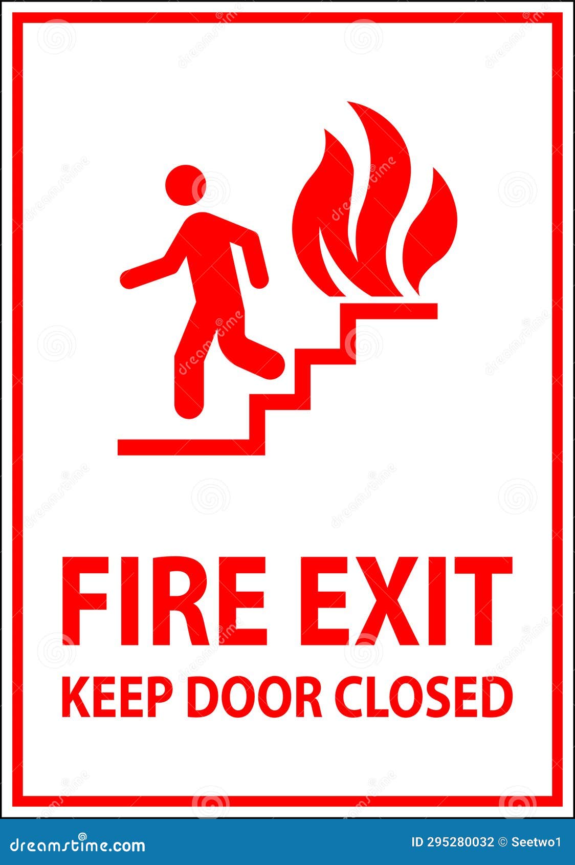 Warning Sign Fire Exit Keep Door Closed Stock Vector - Illustration of ...