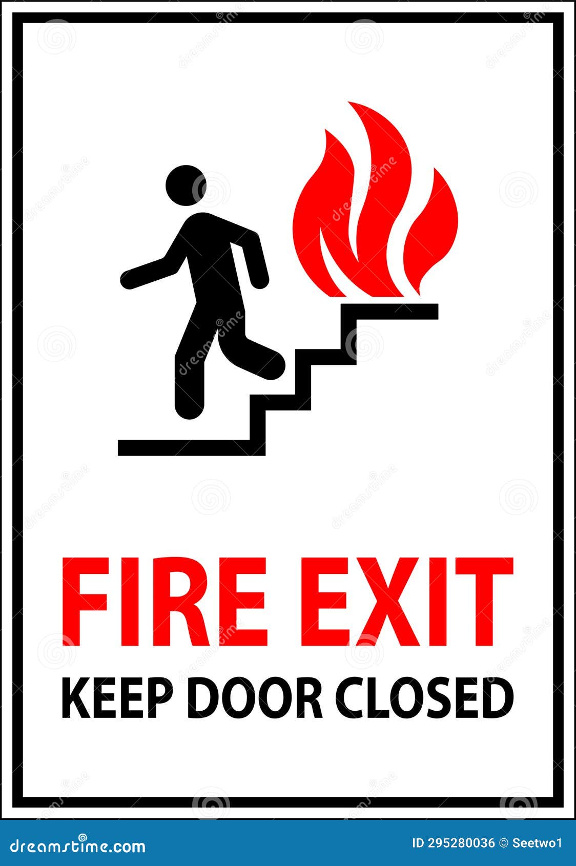 Warning Sign Fire Exit Keep Door Closed Stock Vector - Illustration of ...