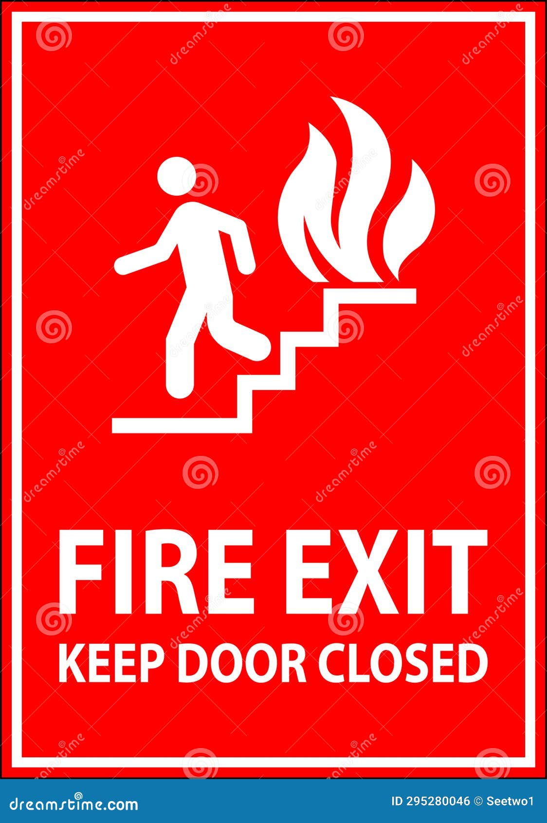 Warning Sign Fire Exit Keep Door Closed Stock Vector - Illustration of ...