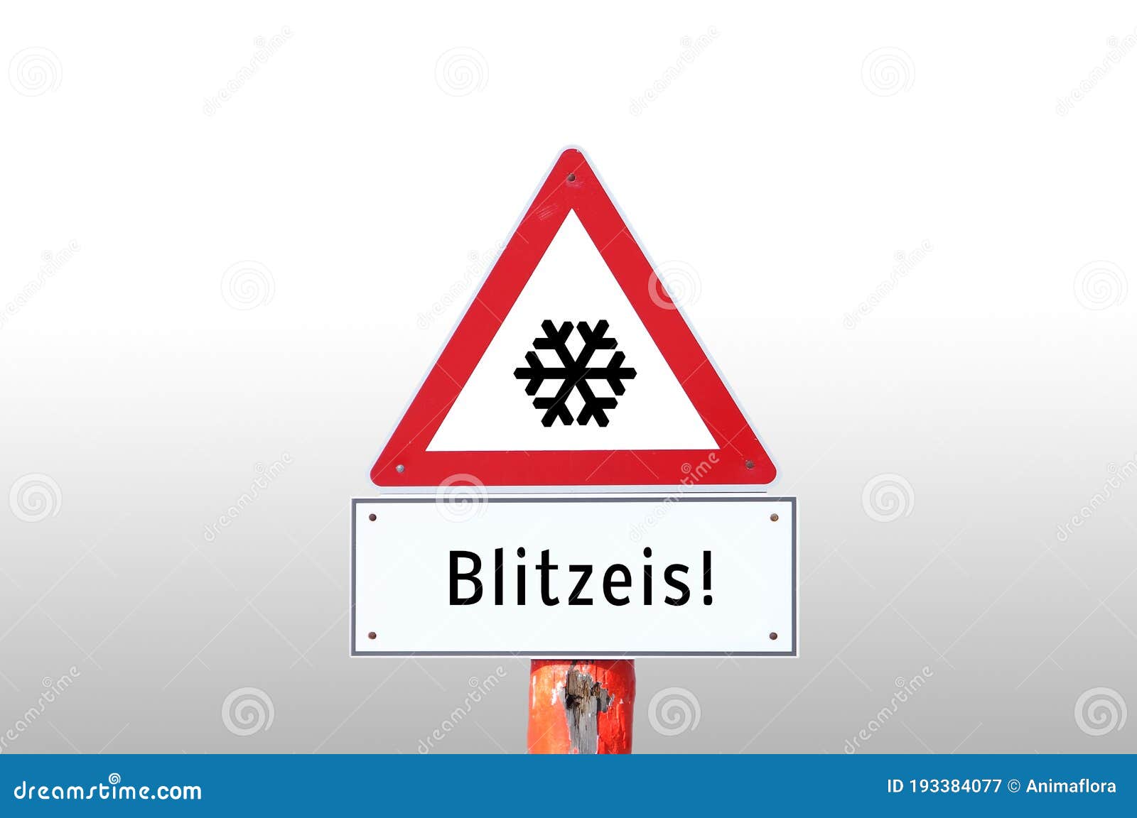 Warning sign of flash ice stock image. Image of snow - 193384077